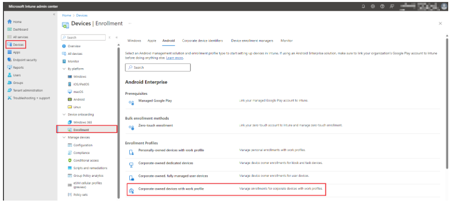 How to enroll Android Enterprise: Corporate-owned devices with work ...